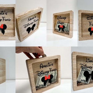 Personalized Mickey Minnie Mouse Design Money Box Wooden Coin Savings ...