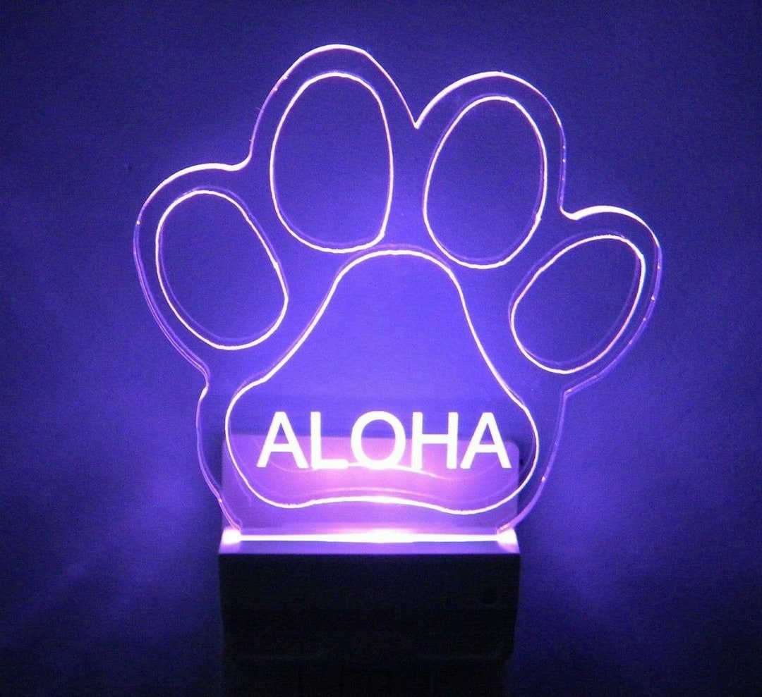 Paw Print Night Light Multi Color Personalized LED Wall Plug-in, Cool ...