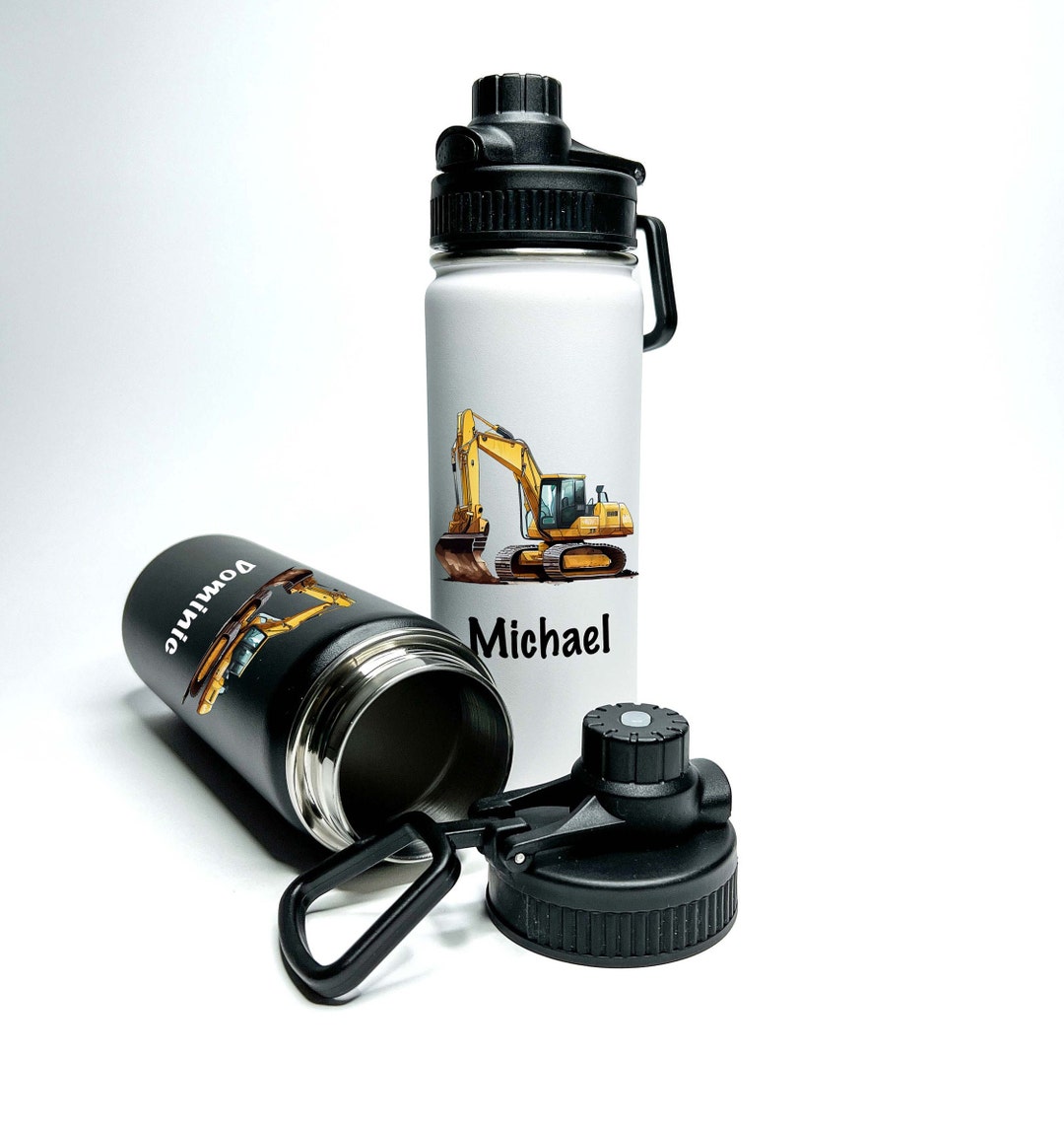 Excavator Construction Truck Sports Water Bottle 18/32 Oz Stainless ...