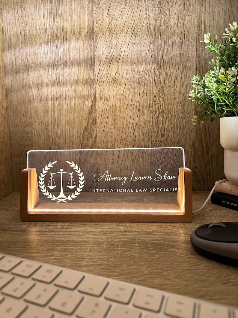Personalized Name & Title Desk Plate Stand | Lawyer Law Attorney Scales ...
