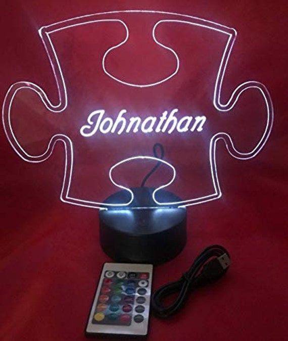 Puzzle Piece Autism Night Light Up Table Desk Lamp LED | Etsy