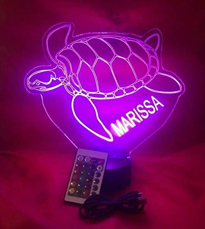 Sea Turtle Night Light Up Table Desk Lamp LED Personalized | Etsy