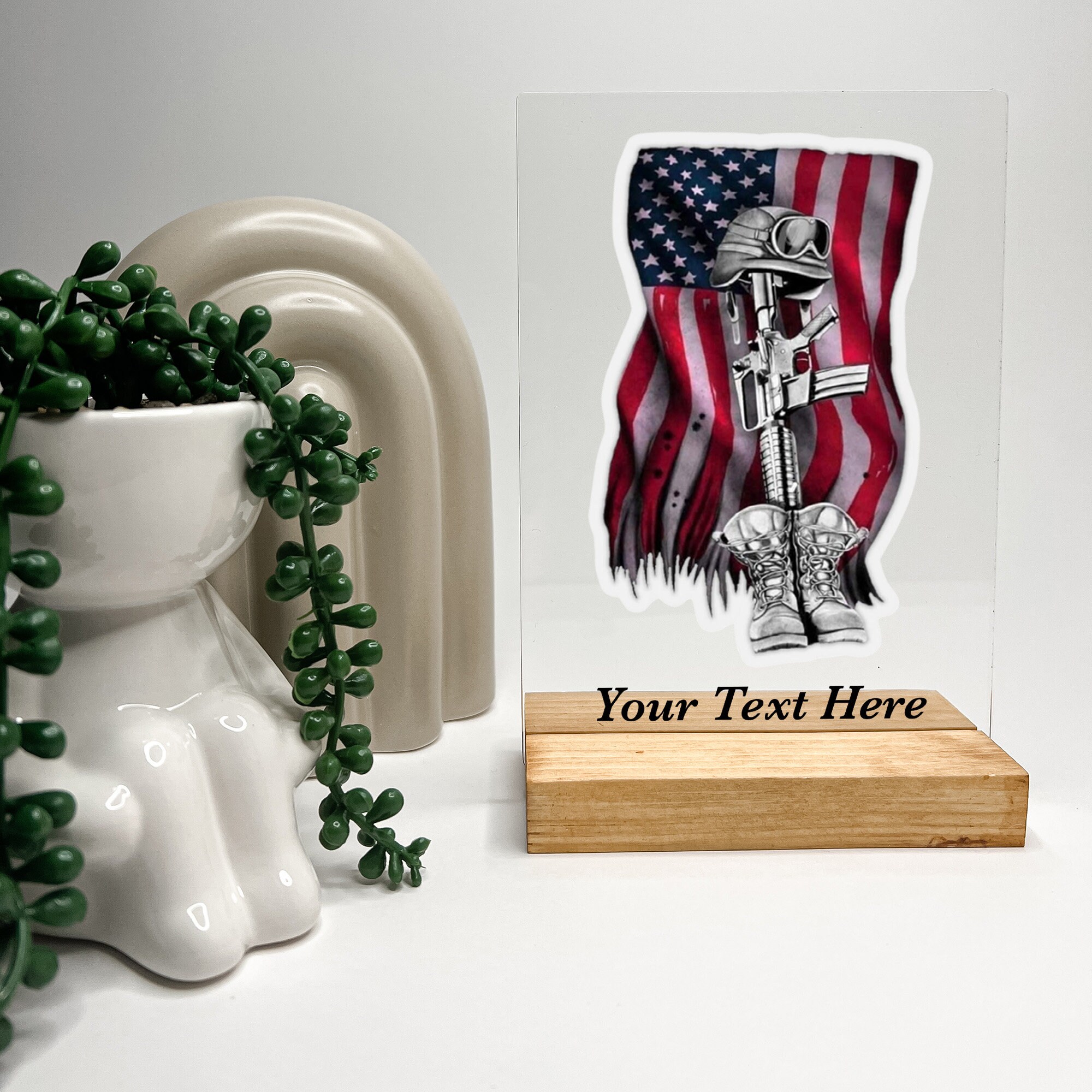 Custom Personalized LED Wood Table Stand in Loving Memory Condolence ...