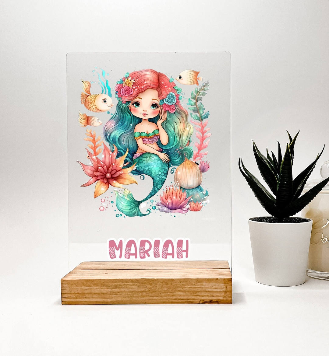 Colorful Mermaid Magical Princess Girls Room Decor Personalized Name ...