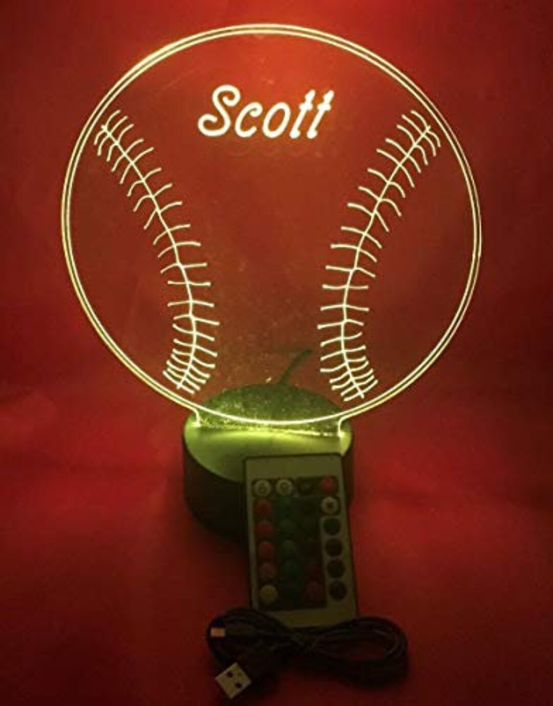 Softball Diamond Ball Sports Night Light up Table Desk Lamp LED ...