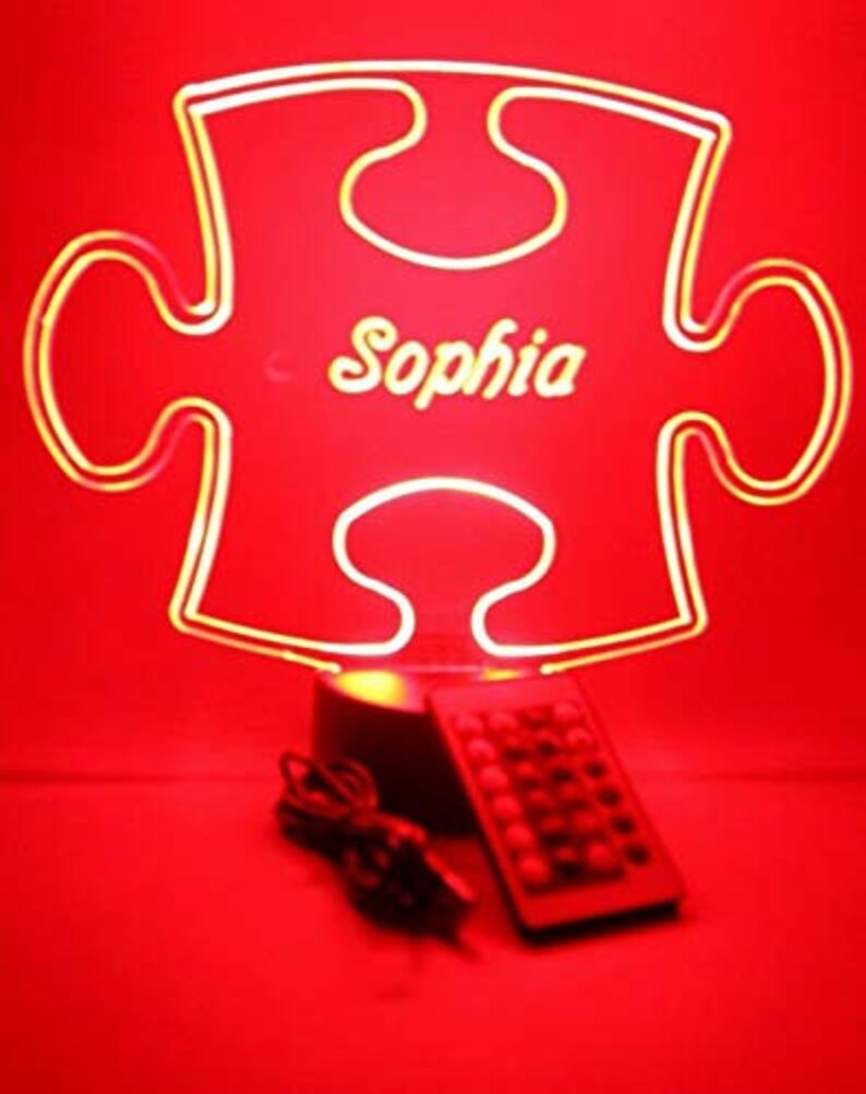 Puzzle Piece Autism Night Light up Table Desk Lamp LED | Etsy