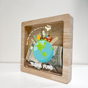 Travel the World Shadow Box Personalized Adventure Memory Box, Wooden ...