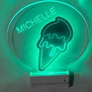 Ice Cream Night Light Multi Color Personalized LED Room Wall Plug-in ...