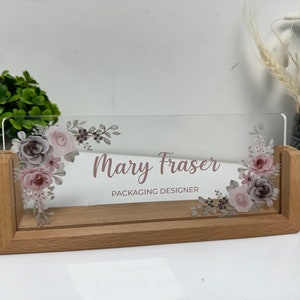 Personalized Desk Name Plate With Wooden Base, Lighted LED Light ...