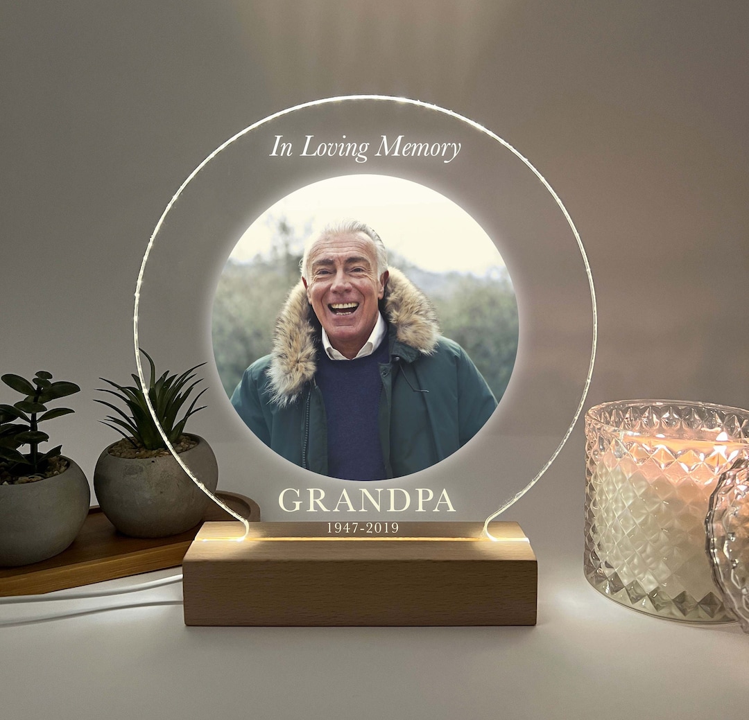 Custom Personalized Photo LED Wood Stand Room Night Light up Table Lamp ...