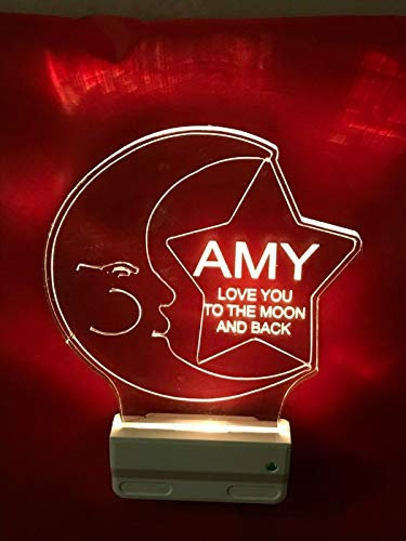 Moon and Star Night Light Multi Color Personalized LED Wall - Etsy