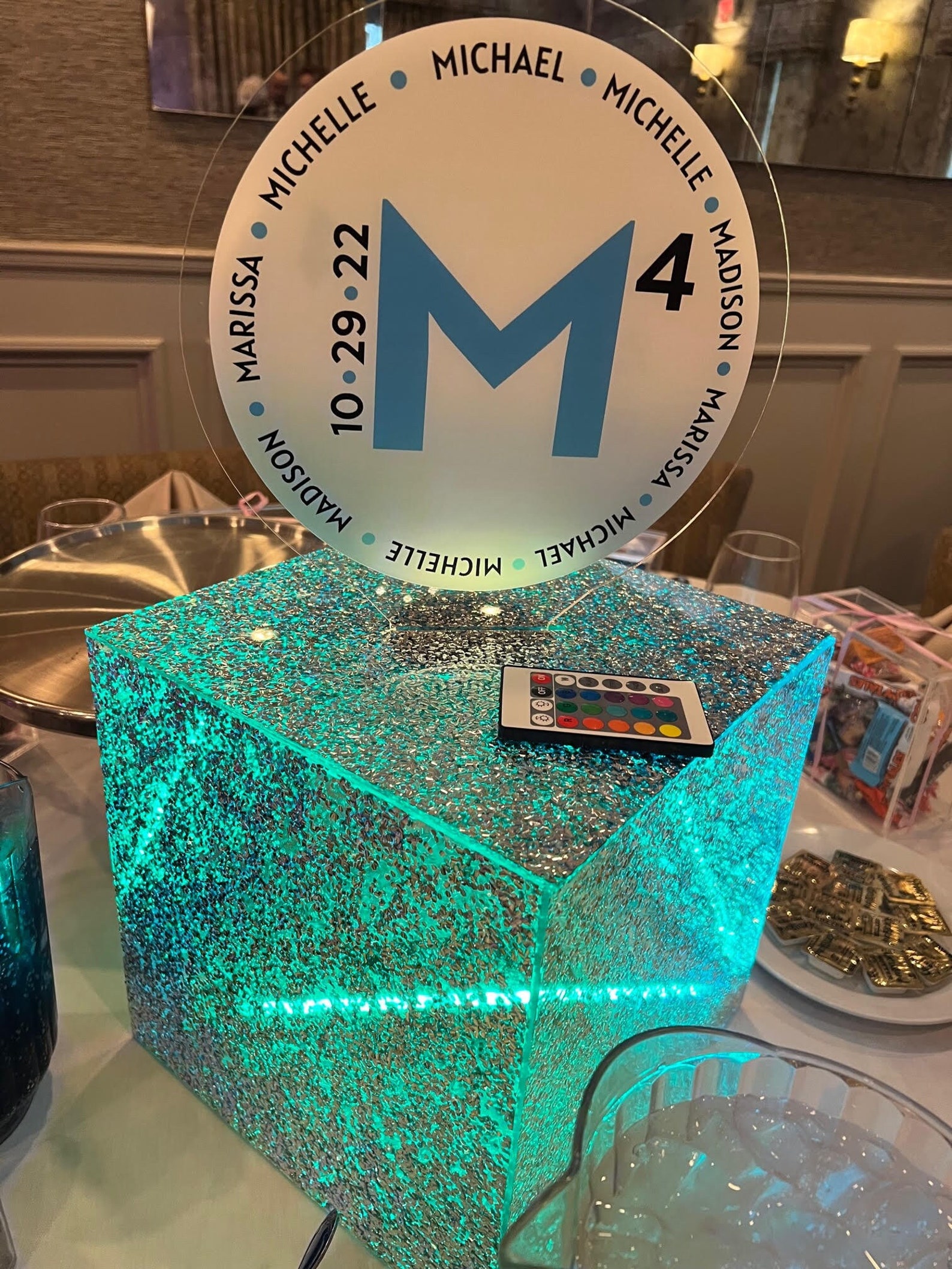 Shimmering Light up Personalized Custom Cube Party Box Centerpiece ...