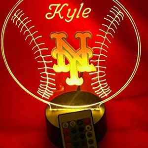 New York Mets NY Night Light up Table Desk Lamp Baseball | Etsy