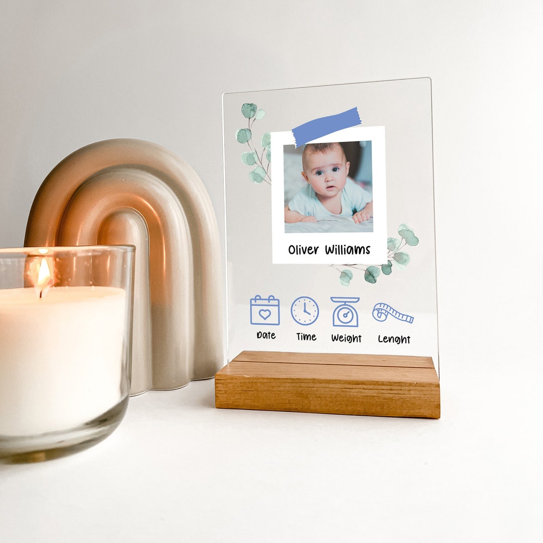 Custom Personalized Wood Base Table New Born Baby Stats Stand Changing ...