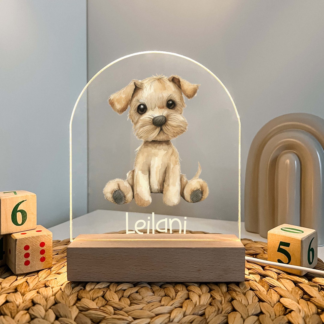 Personalized FREE Custom Cute Puppy Dog Pup Night LED Lamp for Kids ...