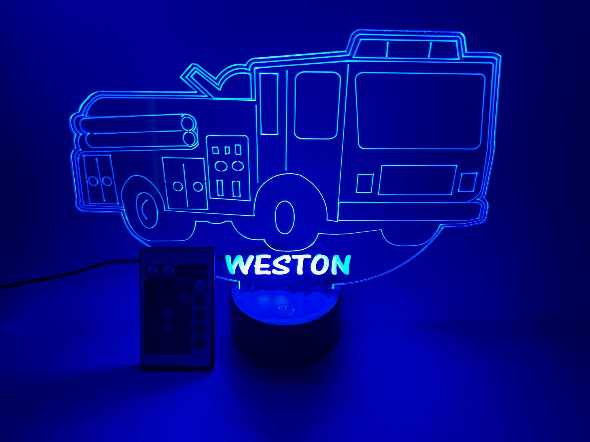Fire Engine Truck Night Light up Firefighter Table Desk Lamp LED ...