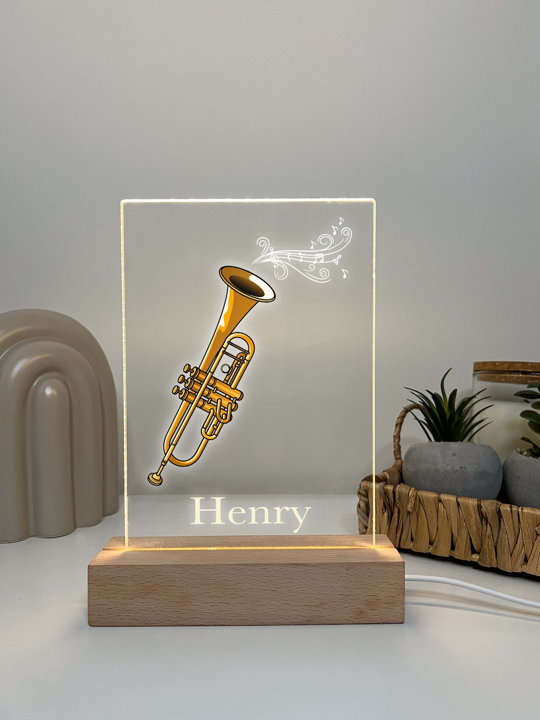 Trumpet Player Instrument Night Light up Table Desk Lamp LED ...