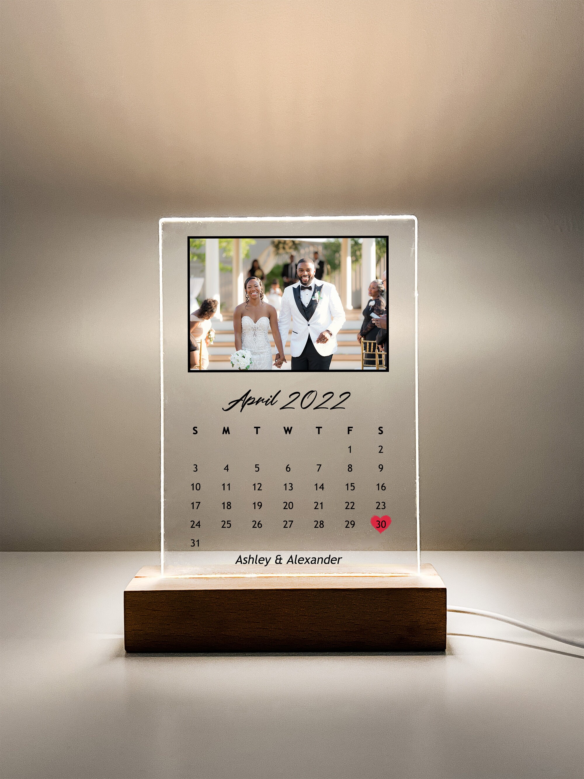 Personalized Photo Calendar LED Night Light With Your Own Pictures ...