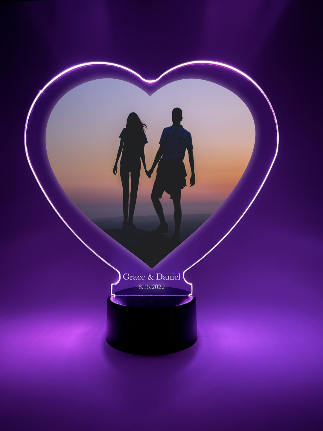 Custom Romantic Couple Partner Personalized Light up LED Photo Picture ...