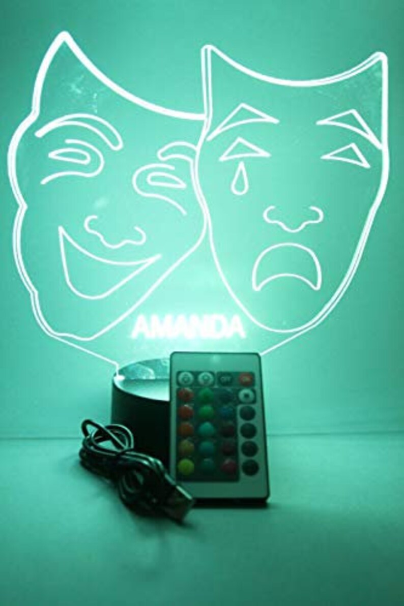 Comedy Tragedy Theater Masks Night Light up Table Desk Lamp LED ...
