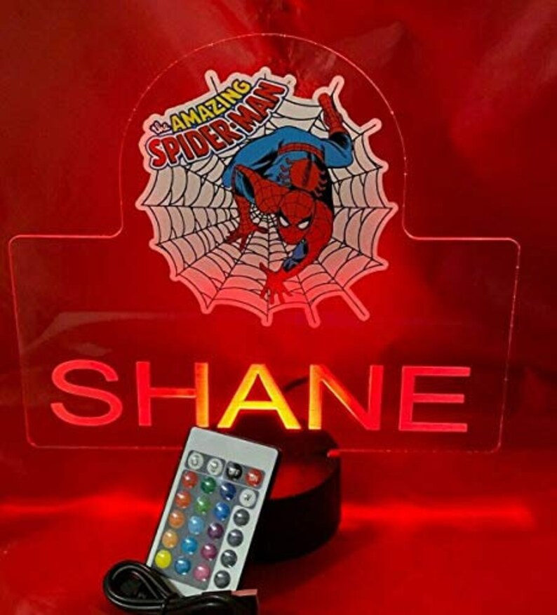 Spider Man Superheroes Night Light Up Table Desk Lamp LED | Etsy