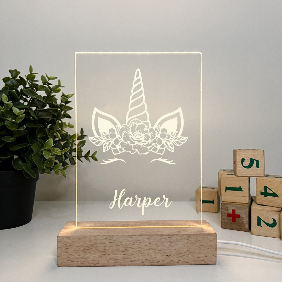 Custom Personalized Picture LED Light up Table Desk Lamp Wood Base ...