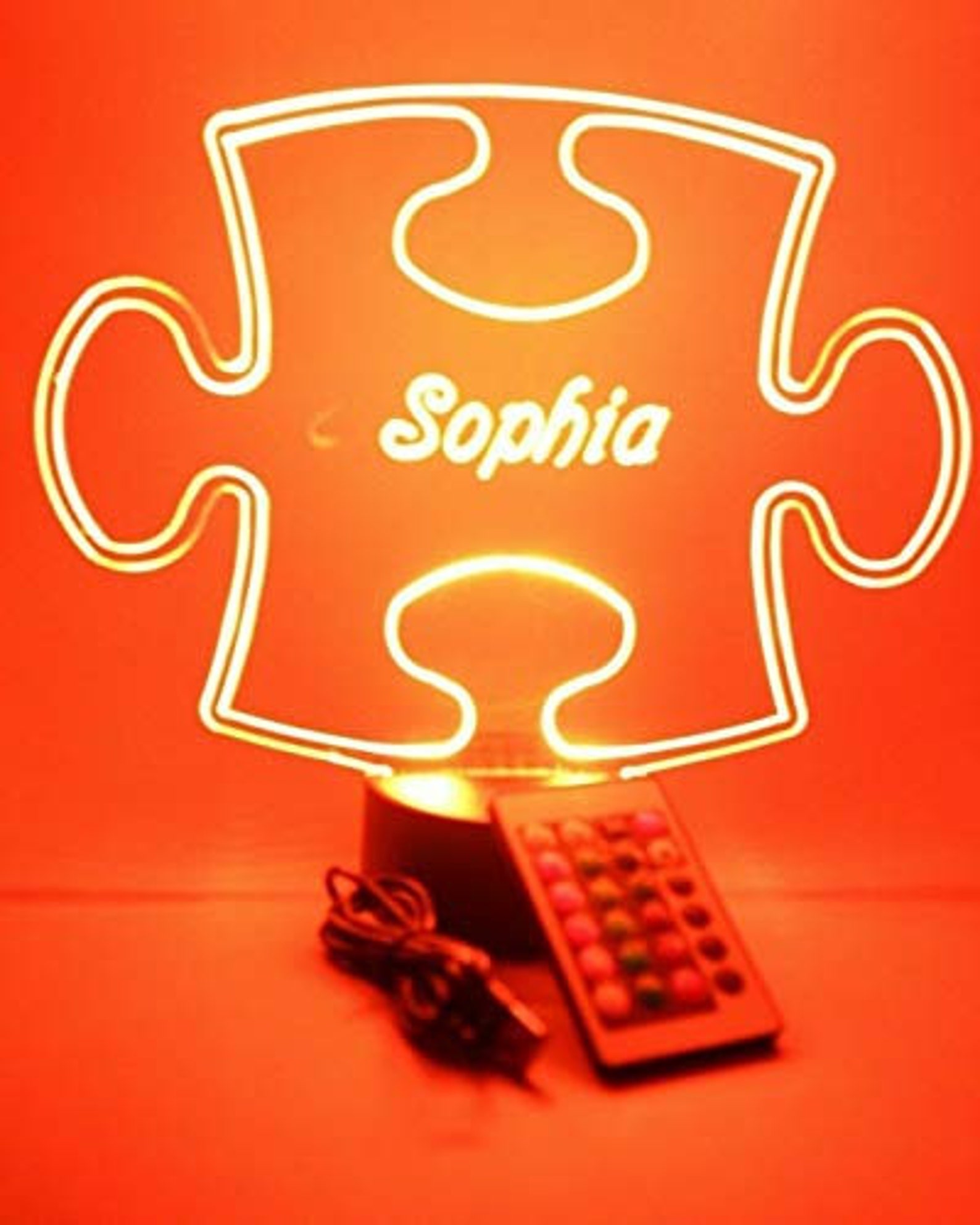 Puzzle Piece Autism Night Light up Table Desk Lamp LED Personalized ...