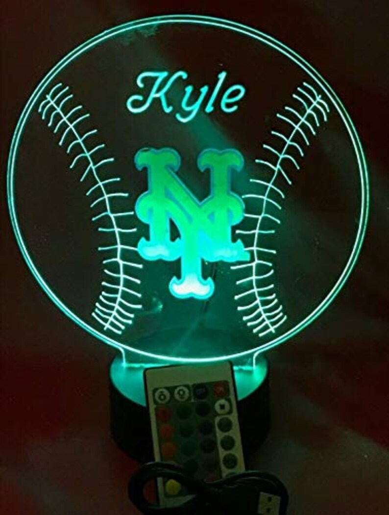 New York Mets NY Night Light up Table Desk Lamp Baseball | Etsy