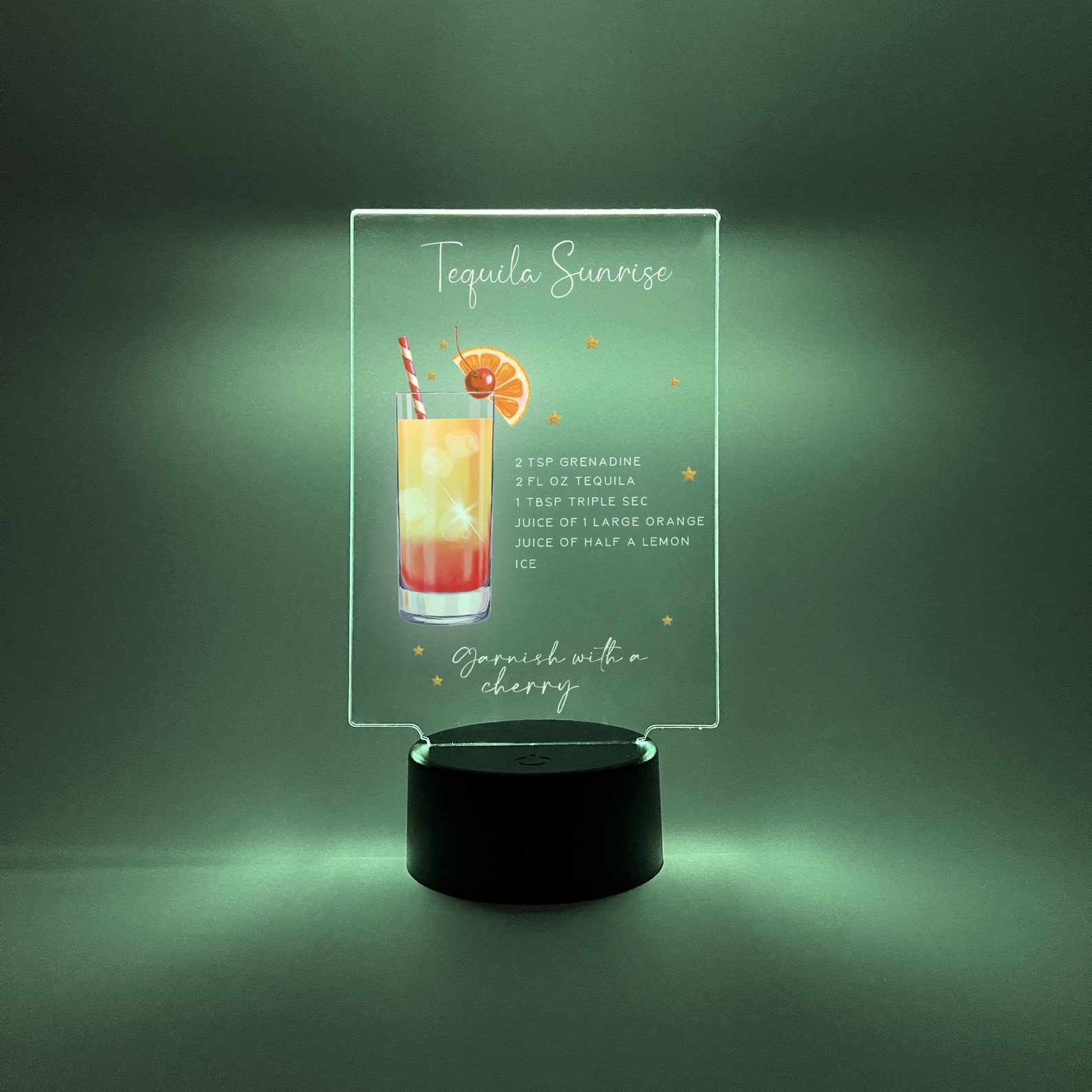Custom Personalized Alcohol Cocktail Recipe Sign LED Light up Stand ...