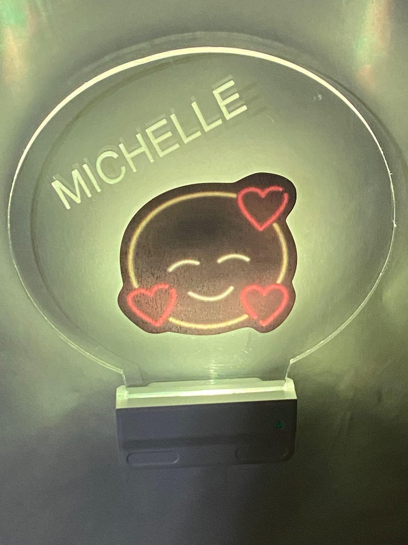 Smiley Heart Emoji Night Light Multi Color Personalized LED | Etsy