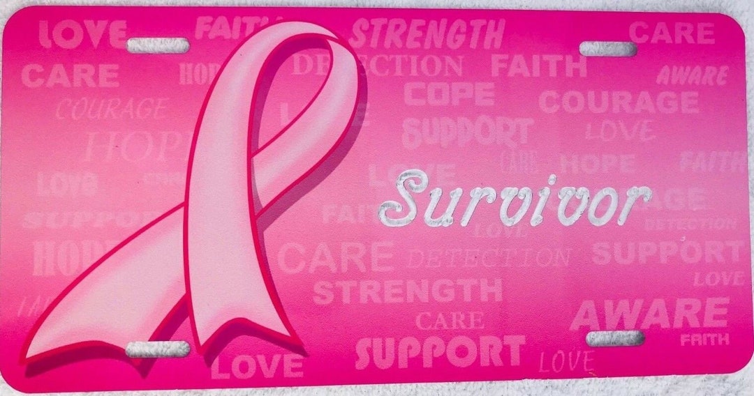 Pink Ribbon Personalized Custom License Vanity Plate Free Engraved Auto ...