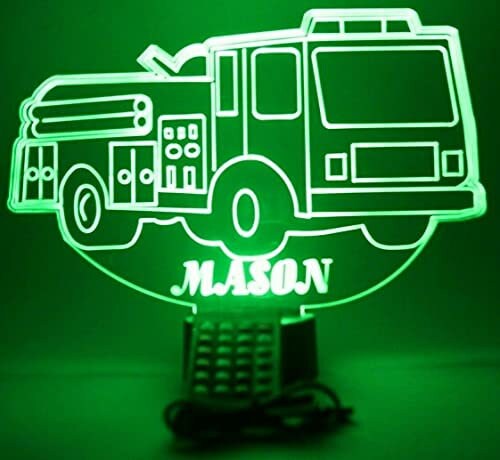 Fire Engine Truck Night Light up Firefighter Table Desk Lamp - Etsy