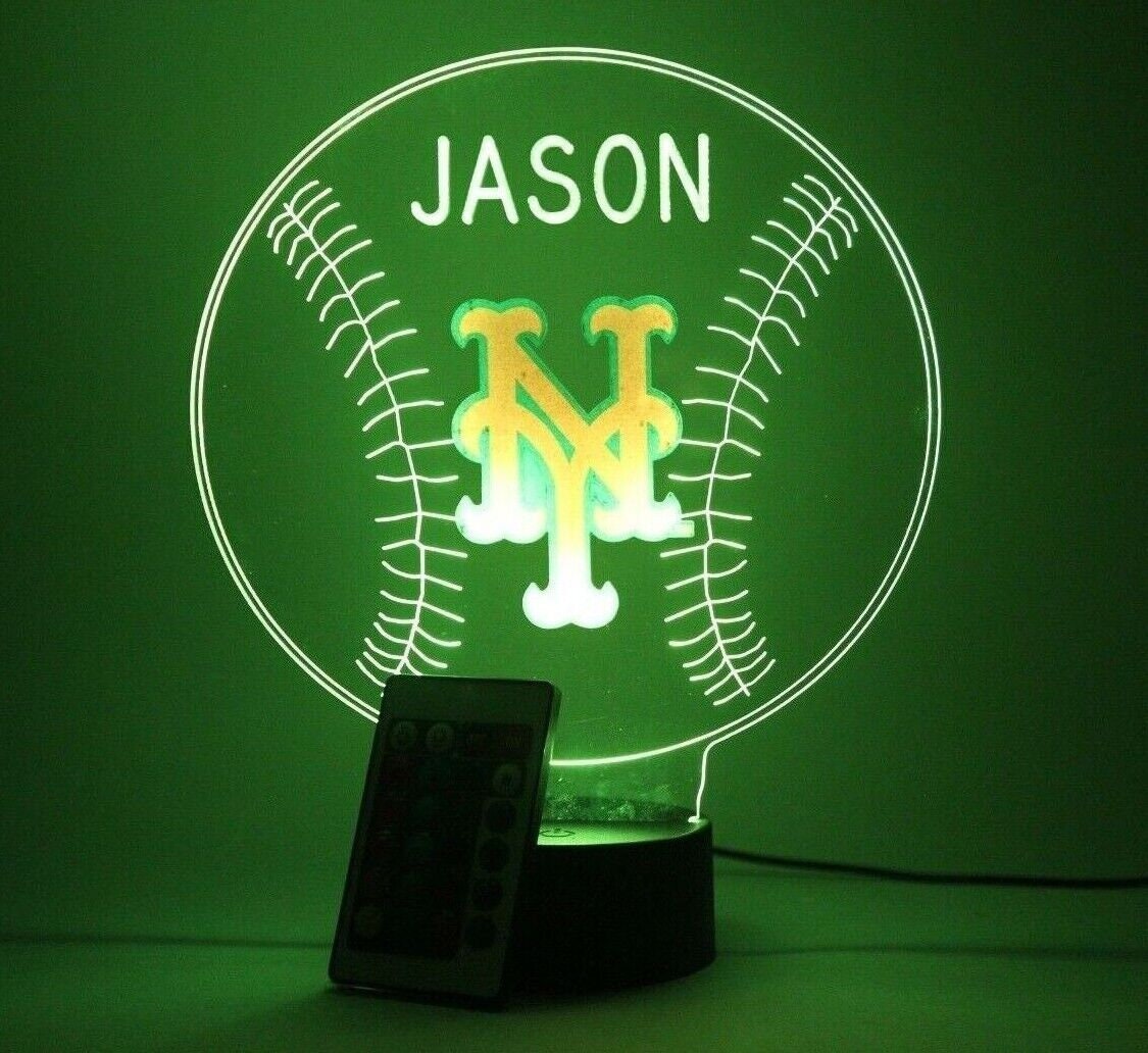 New York Mets NY Night Light up Table Desk Lamp Baseball - Etsy