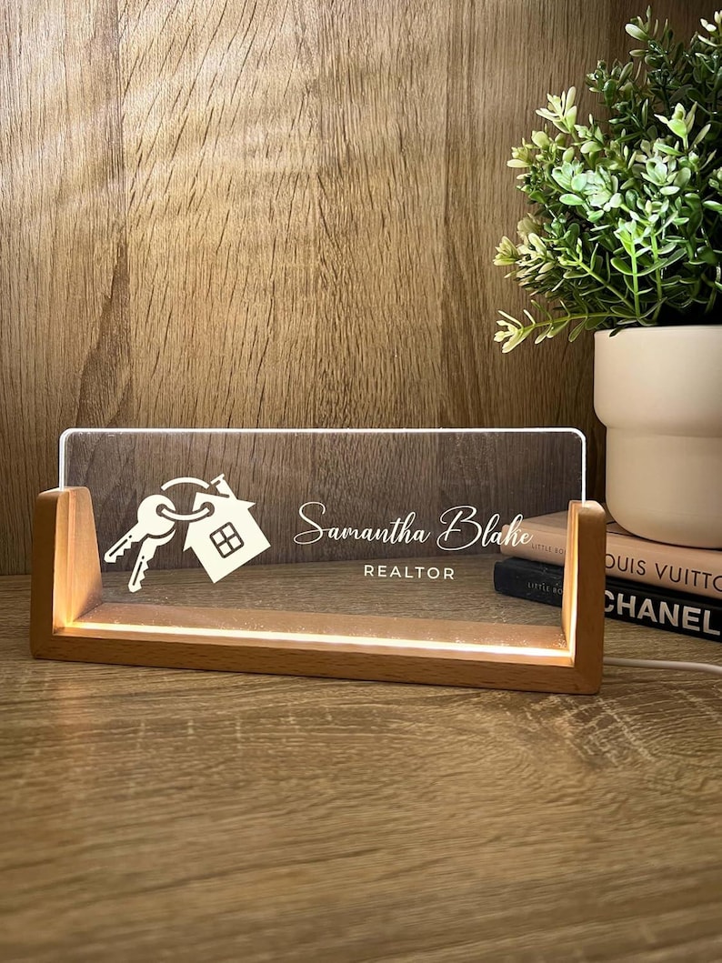 Personalized Name & Title Desk Plate Stand | Realtor Real Estate Agents ...