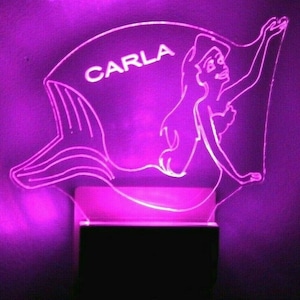 Mermaid Princess Night Light Multi Color Personalized LED Wall - Etsy