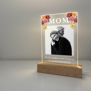 Custom Photo Picture LED Wood Stand Bright Flowers Sign Light up Lamp ...