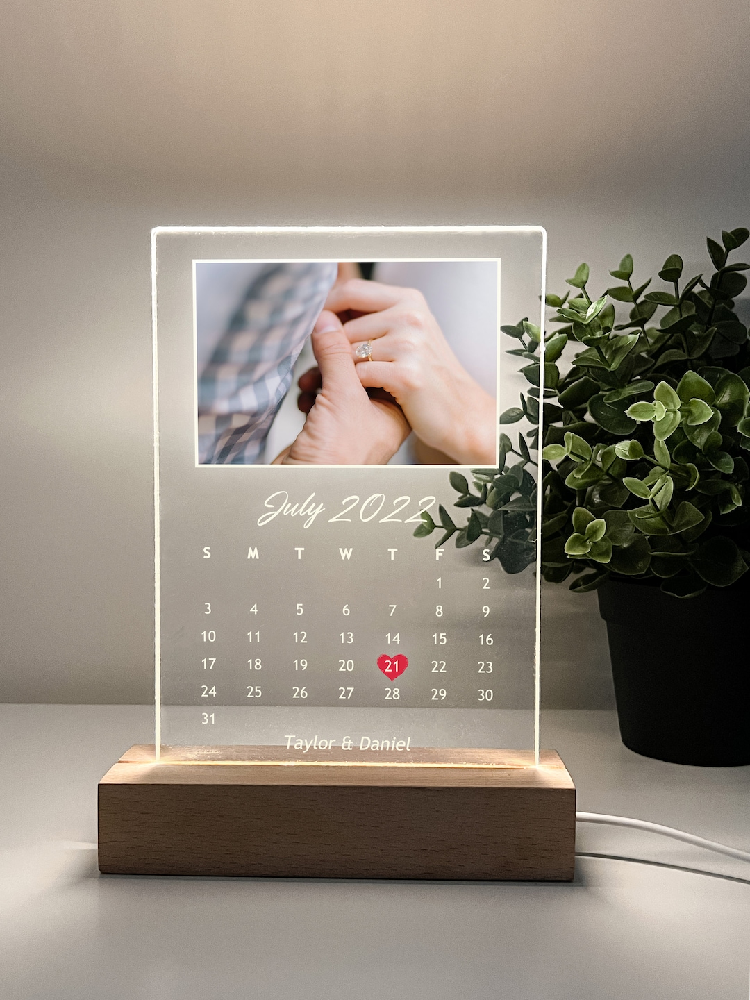 Personalized Photo Calendar LED Night Light With Your Own Pictures ...