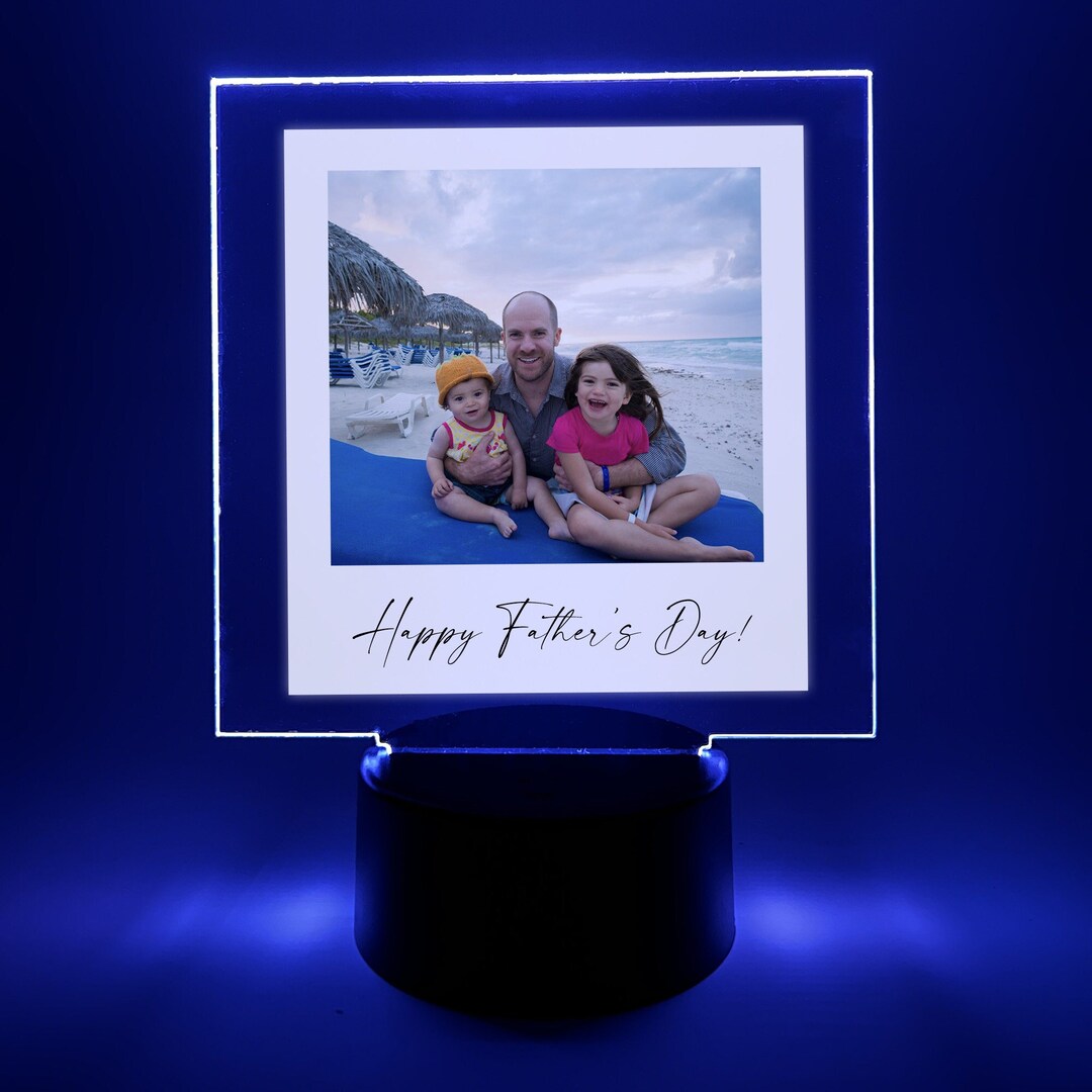 Personalized Custom Photo Picture LED Wood Stand Light Lamp Dad Love ...