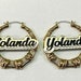 Gold Hoop Bamboo Earrings Name Plate Laser Cut Personalized - Etsy