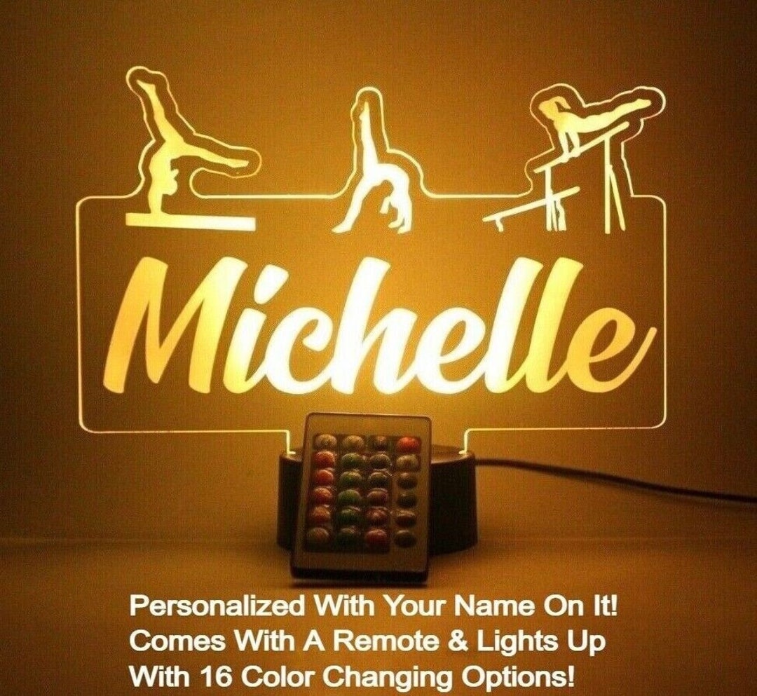 Gymnast Girls Floor Bars Beam Gymnastics Night Light up Table Lamp LED ...