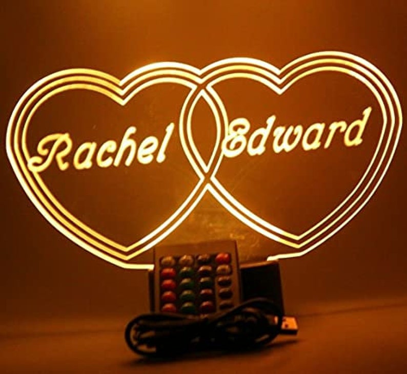 Couple Double Hearts Love Night Light up Table Desk Lamp LED - Etsy