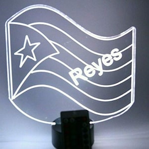 Puerto Rico PR Flag Night Light up Table Desk Lamp LED Personalized ...