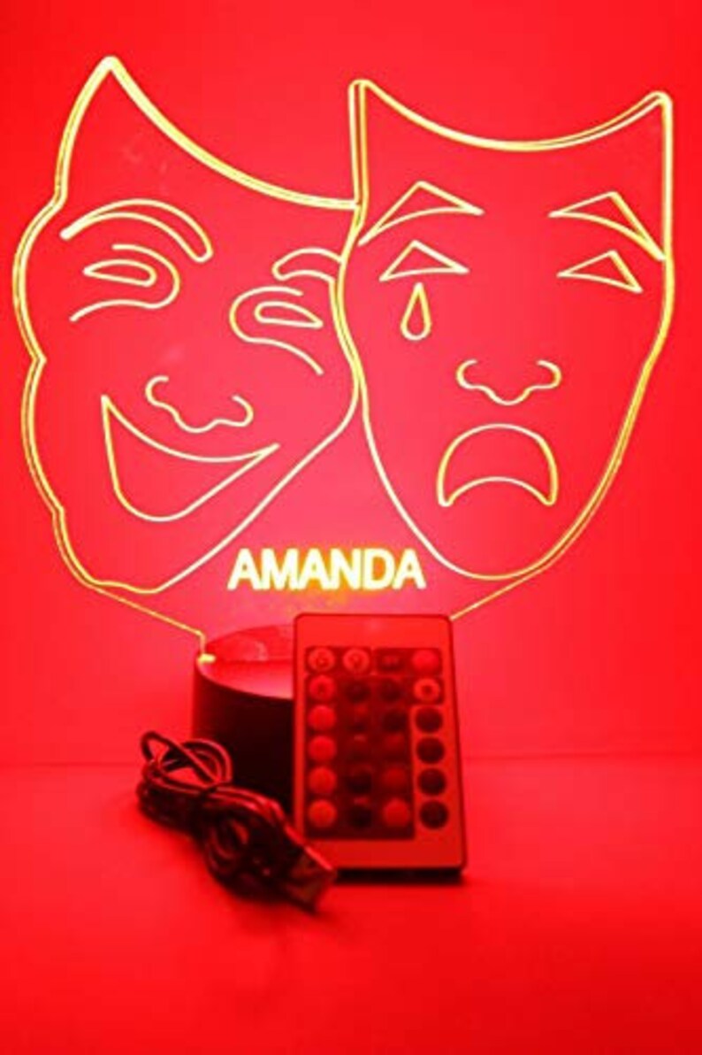 Comedy Tragedy Theater Masks Night Light up Table Desk Lamp LED ...