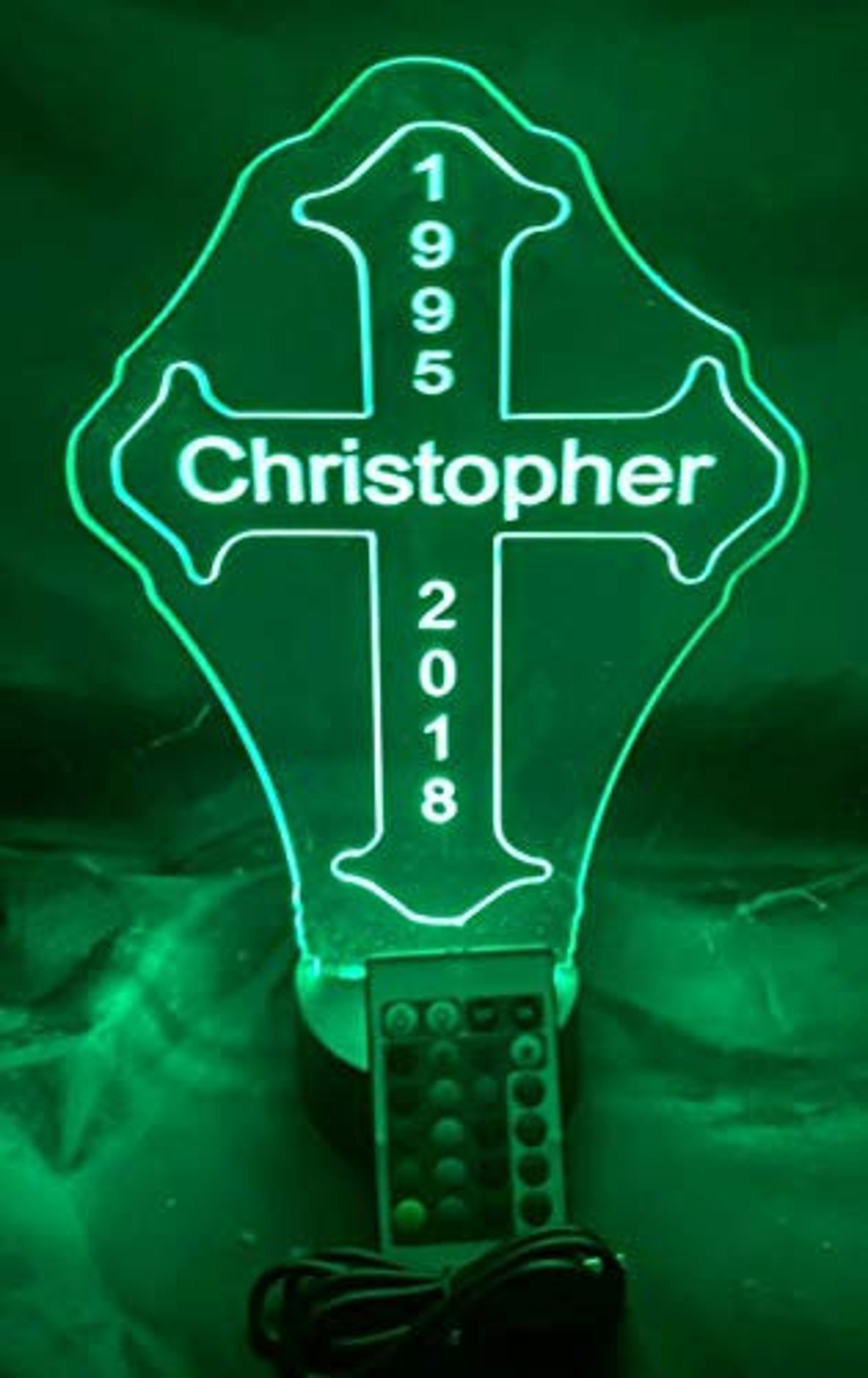 Religious Memorial Cross Night Light up Table Desk Lamp LED ...