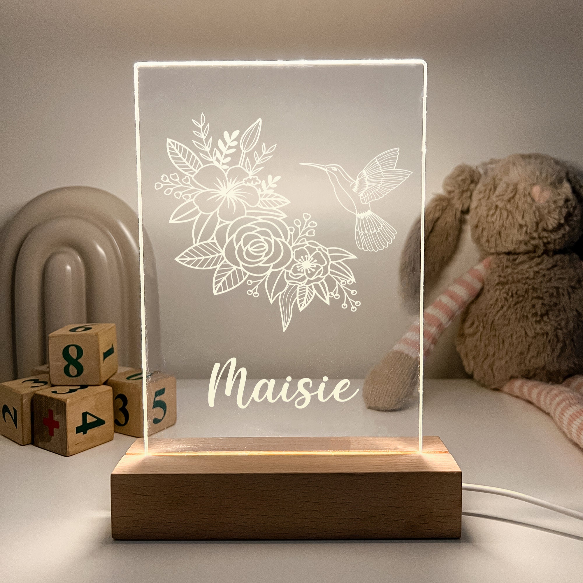 Custom Personalized LED Flower Night Light Lamp Stand Girls Ladies Mom ...