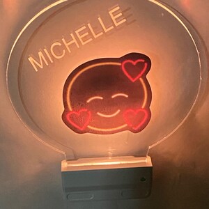 Smiley Heart Emoji Night Light Multi Color Personalized LED Room Wall ...
