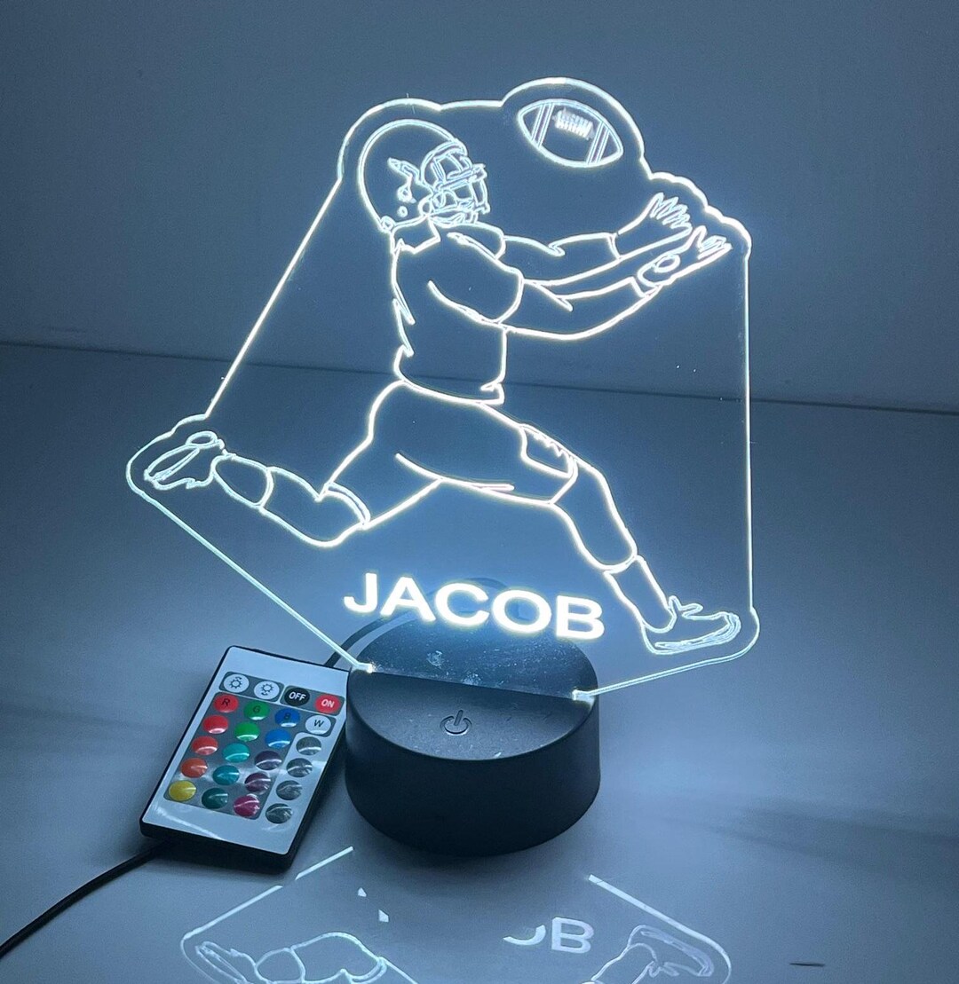 Football Player Sports Team Fan Night Light up Table Desk Lamp LED ...
