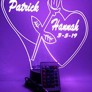 Couple Love Double Hearts With Rose Custom Names Night Light up LED ...
