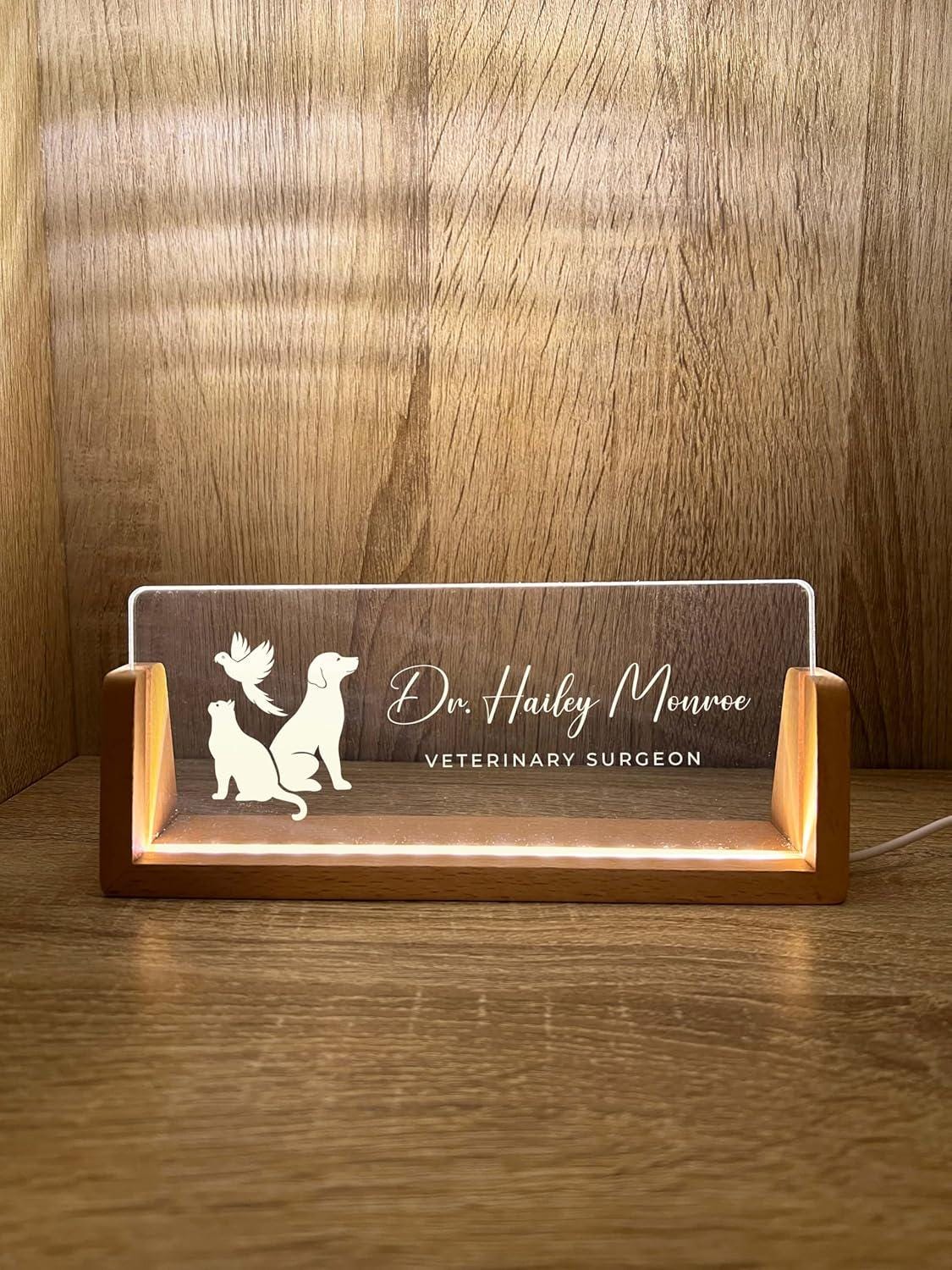 Personalized Name & Title Desk Plate Stand | Veterinarian Animal Pet ...
