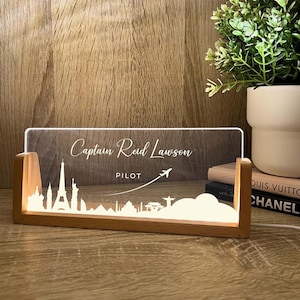 Personalized Name & Title Desk Plate Stand | Plane Pilot Flight ...